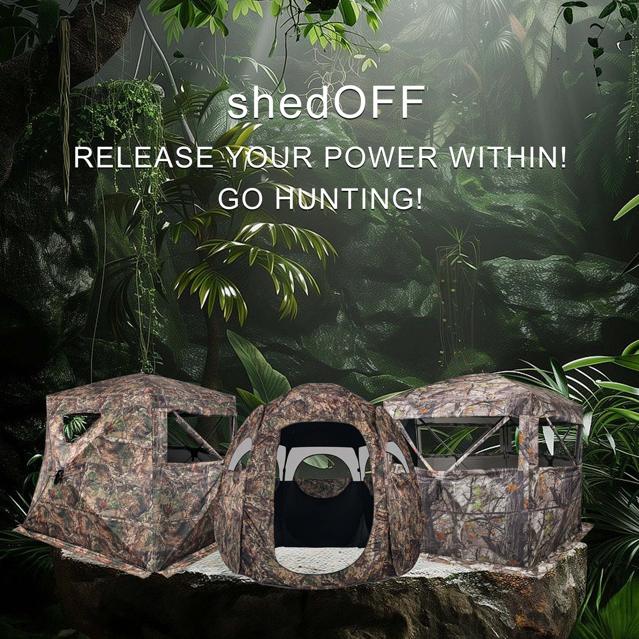 ShedOFF Wide Bottom Waterproof 4 Sides 270° Degree See Through Hunting